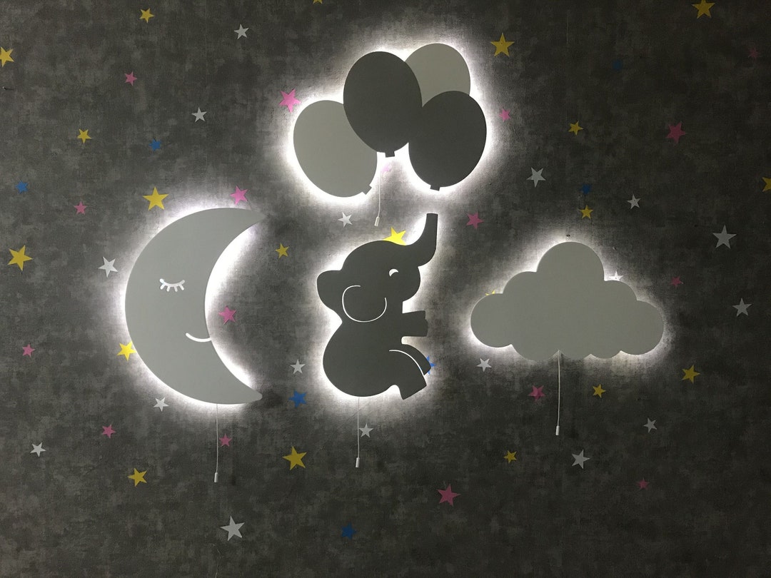 Elephant Gray Lamp, Elephant Night Light, Lighting Elephant Balloons ...