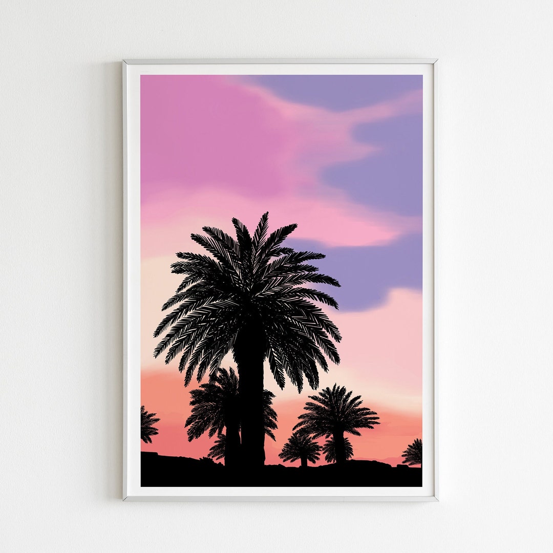 Palm Tree Poster, Sunset, Californian Illustration, Travel Decor Poster ...
