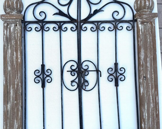 Mid - Century Vintage Wrought Iron Gates in Solid Wood Frame Interior ...
