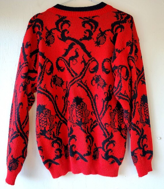 Vintage Renaissance Red And Black Wool Sweater Made i… - Gem