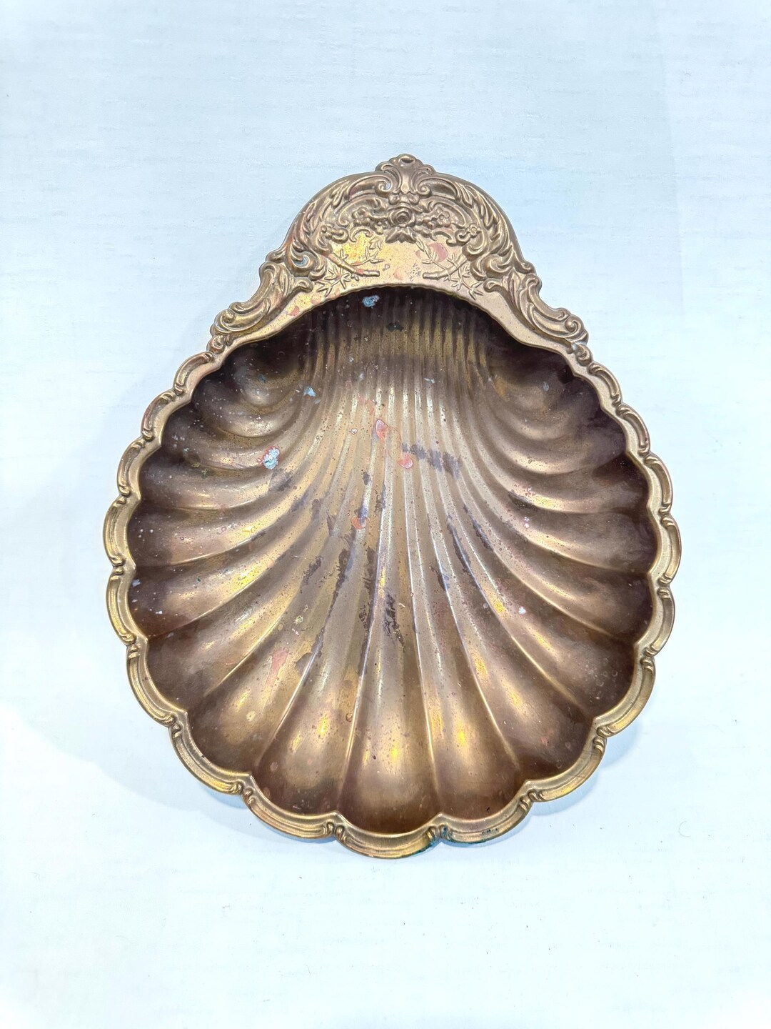Mid Century Solid Brass Copper Seashell Dish Clam Shell Tray 14” X 8 ...