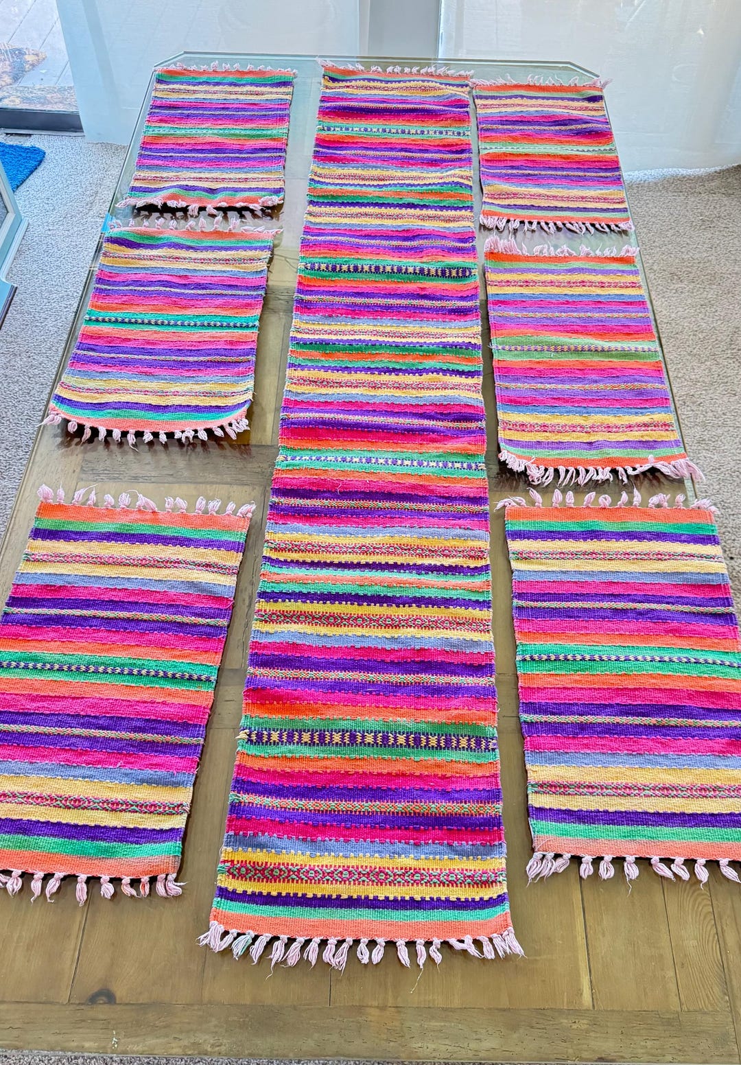Vintage Pier 1 Multicolor Woven Table Runner & Placemats - Etsy