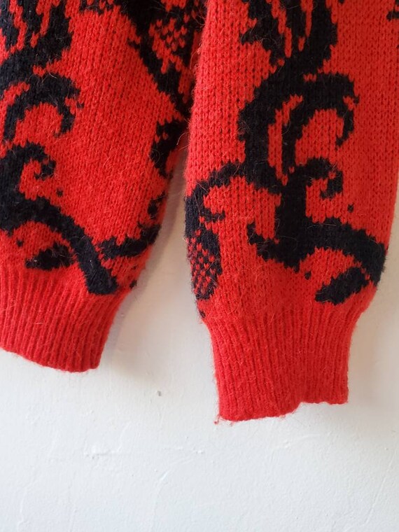 Vintage Renaissance Red And Black Wool Sweater Made i… - Gem