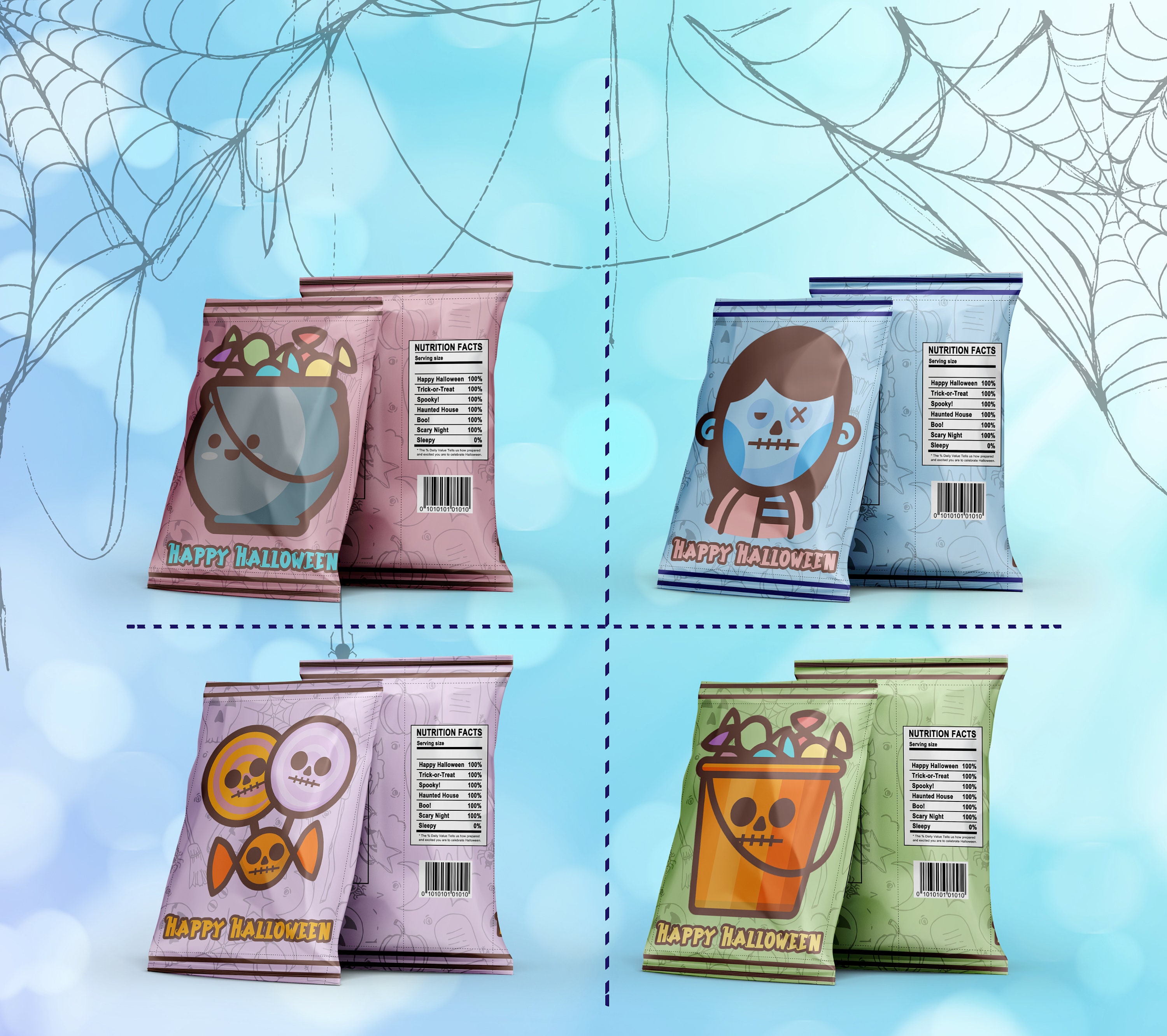 EDITABLE Halloween Character Chipbags, Halloween Candy Bags, Halloween ...