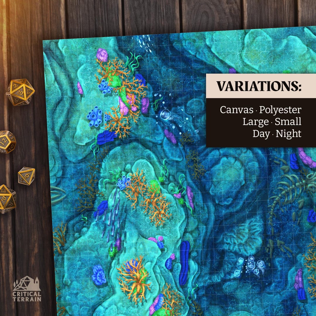 Ocean Battle Mat | Terrain Essentials | Cast 'n Play | 1 Inch Grid ...