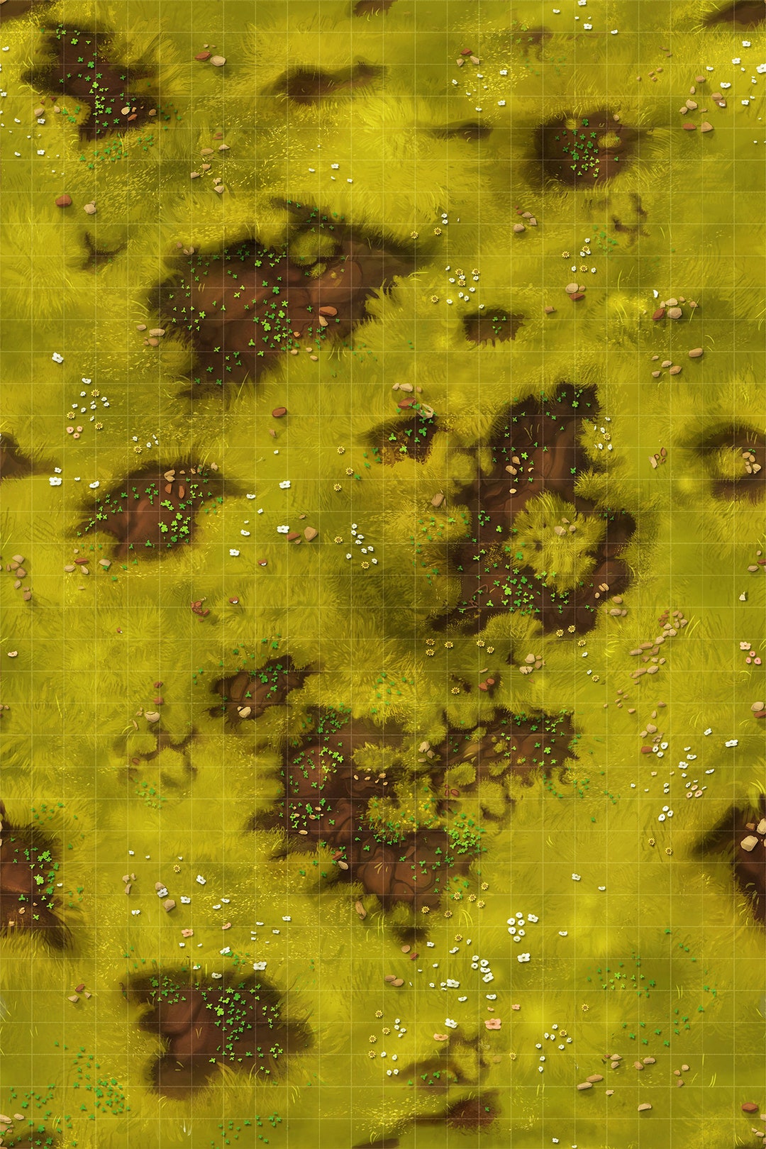 Forest Grassland Battle Mat Terrain Essentials Cast 'n Play 1 Inch Grid ...