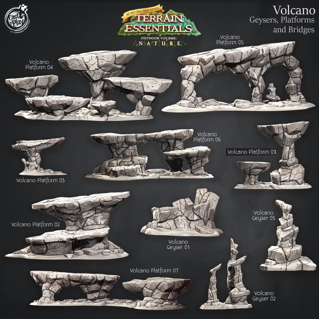 Volcano Geysers, Platforms and Bridges | Terrain Essentials | Cast 'n ...