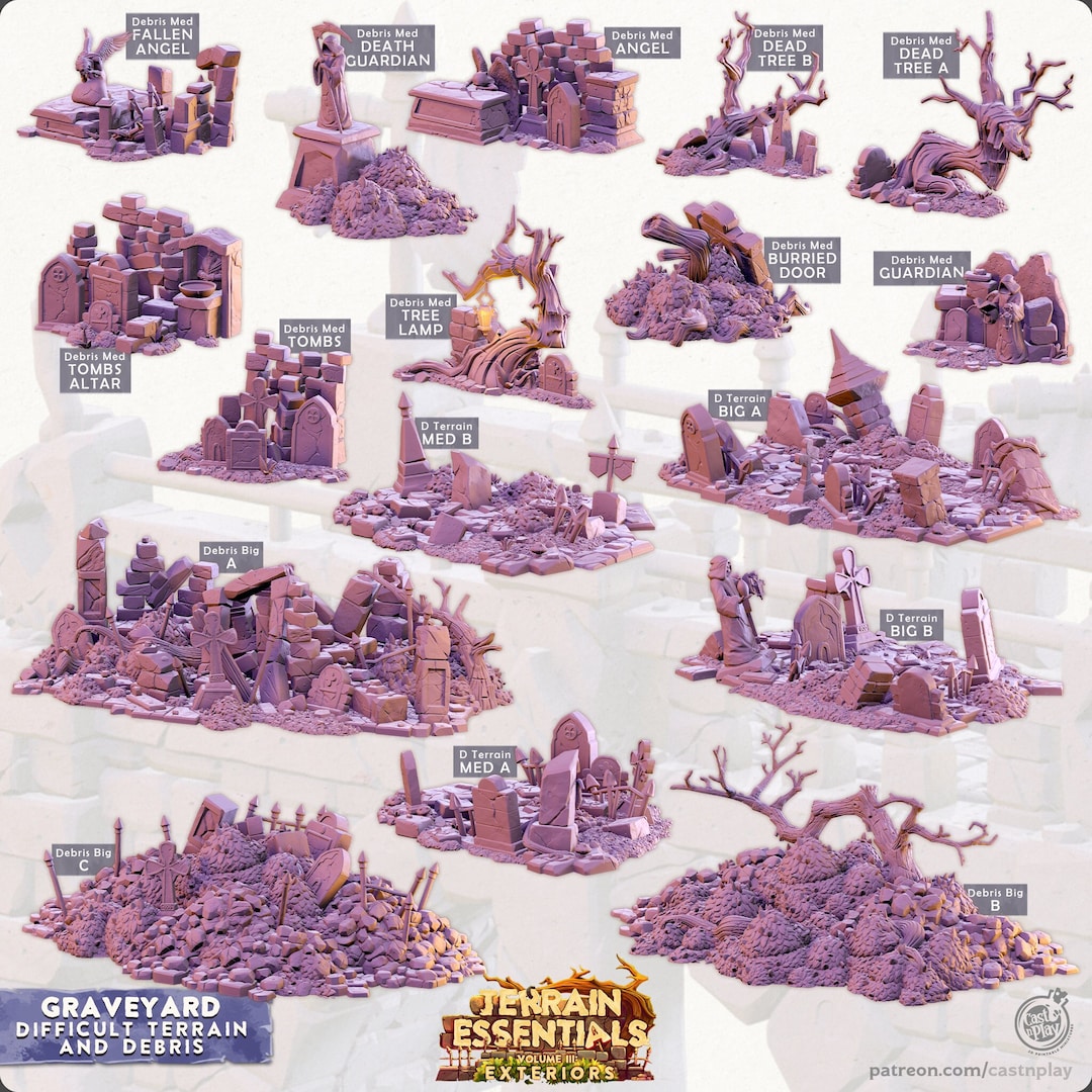 Difficult Terrain & Debris | Graveyard Ruins | Terrain Essentials ...