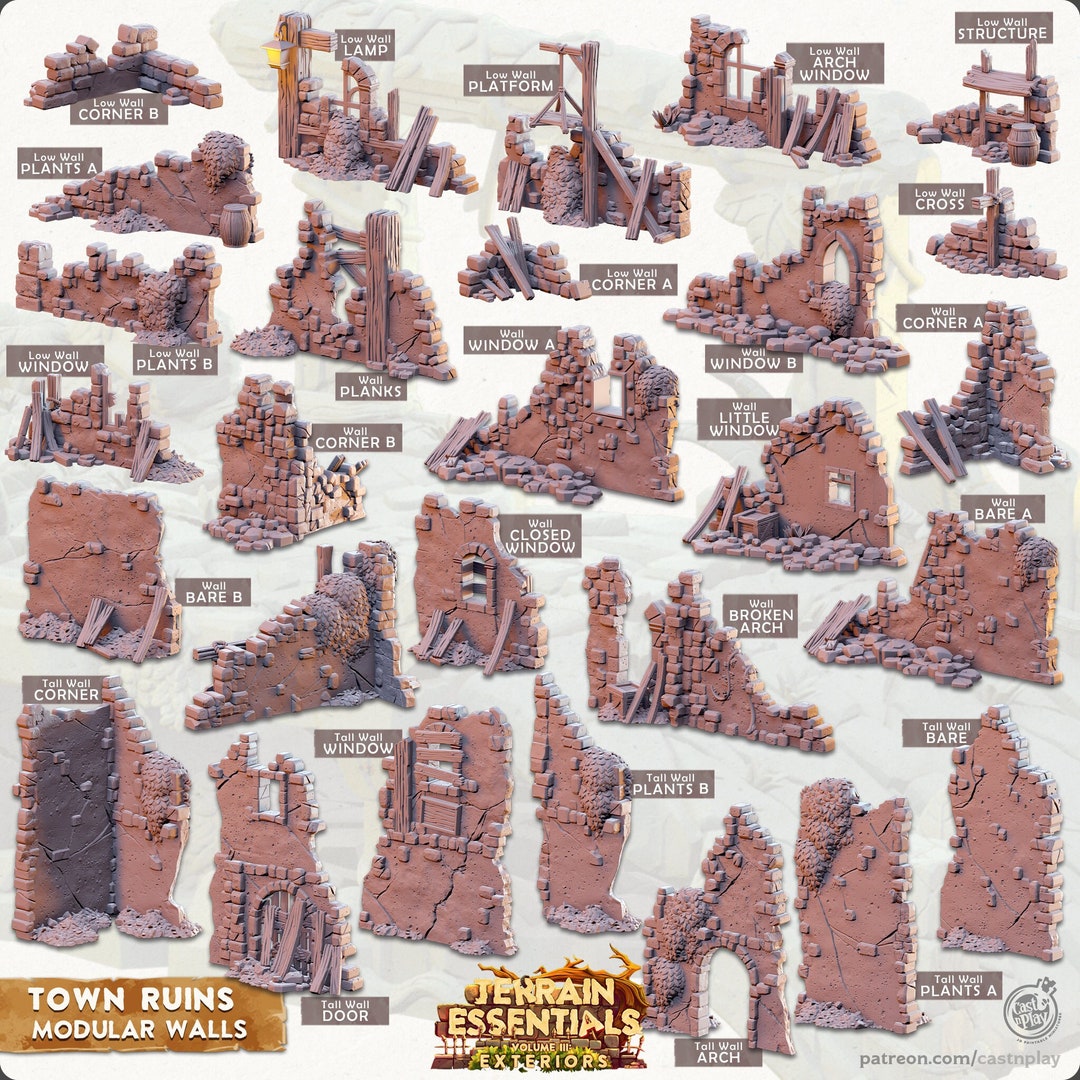 Modular Walls | Town Ruins | Terrain Essentials | Exteriors | Cast 'n ...