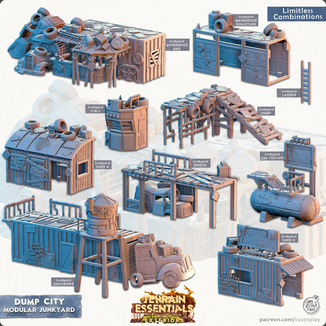 Modular Junkyard | Dump City | Terrain Essentials | Exteriors | Cast 'n ...