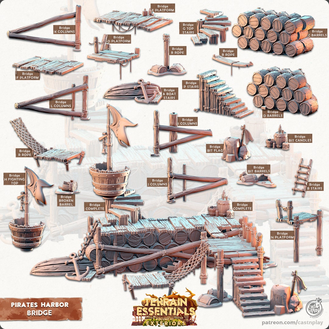 Bridge Pirates Harbor Terrain Essentials Exteriors Cast 'n Play 3D ...