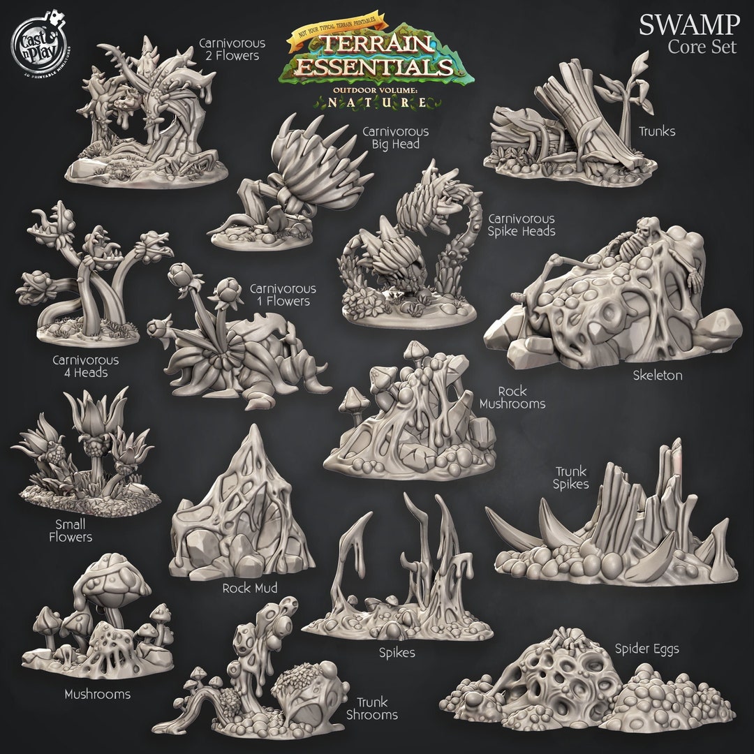 Swamp Terrain | Terrain Essentials | Cast 'n Play | 3D Printed 32mm ...