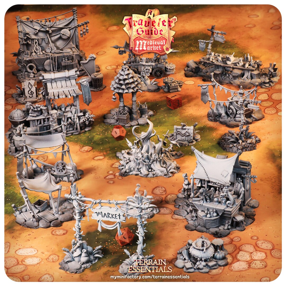 Medieval Market | Terrain Essentials | Cast 'n Play | 3D Printed ...