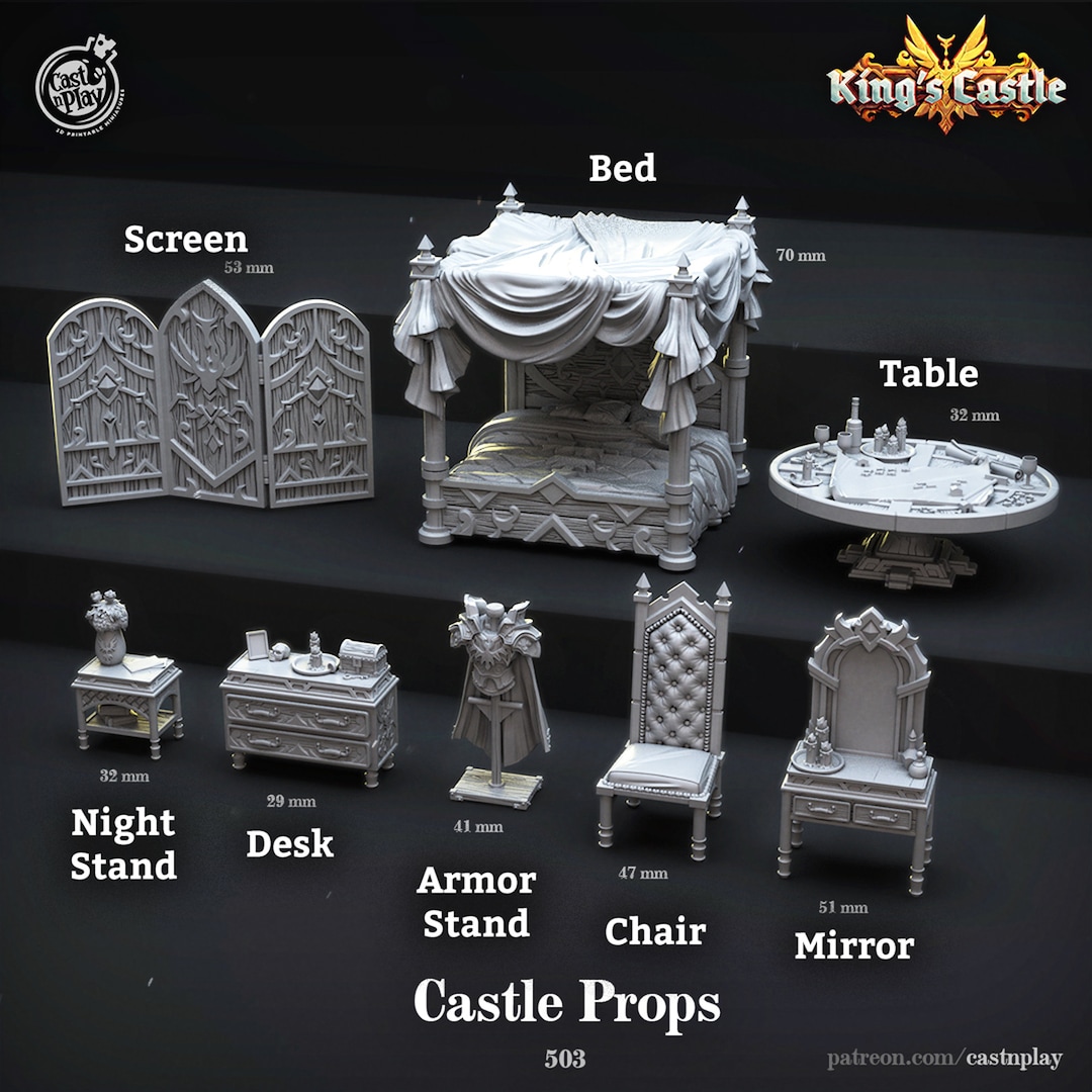 Castle Props | Kings Castle | Cast 'n Play | 3D Printed 32mm Tabletop ...