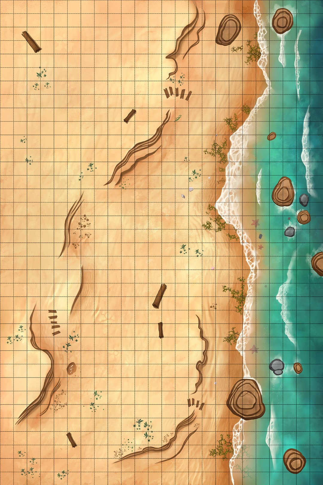 Beach Battle Mat Terrain Essentials Cast 'n Play 1 Inch Grid Combat ...