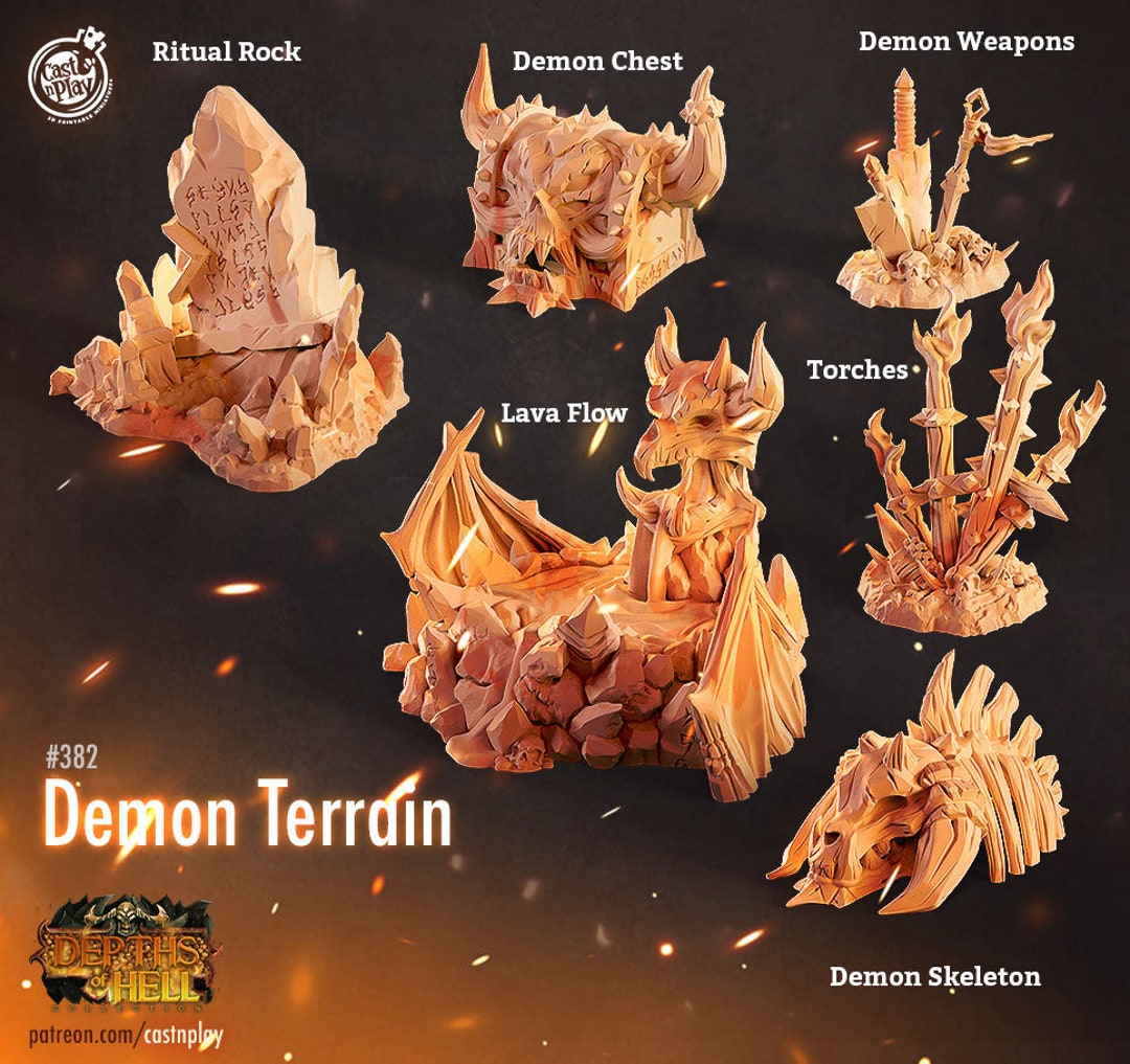 Demon Terrain Depths of Hell Cast 'n Play 3D Printed 32mm Tabletop ...