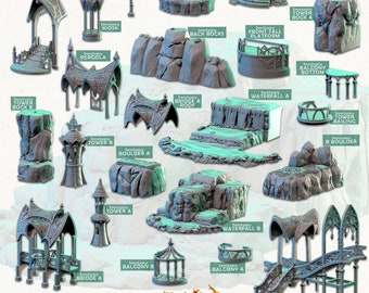 Modular Walls Gothic City Terrain Essentials Exteriors Cast 'n Play 3D Printed Tabletop Terrain ...