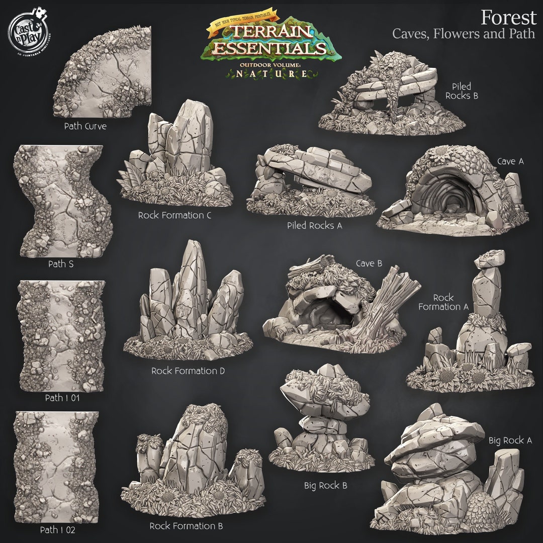Forest Terrain | Caves, Flowers & Path | Terrain Essentials | Cast 'n ...