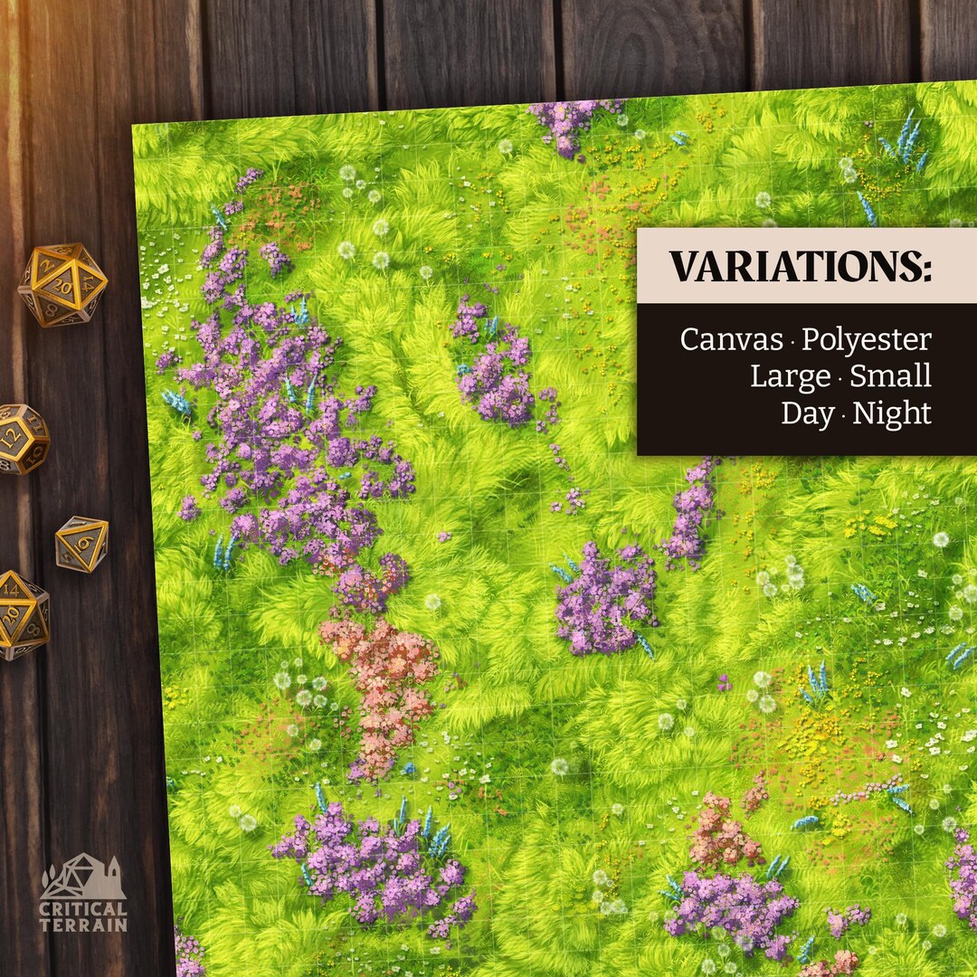 Meadows Battle Mat | Terrain Essentials | Cast 'n Play | 1 Inch Grid Combat Maps - Etsy
