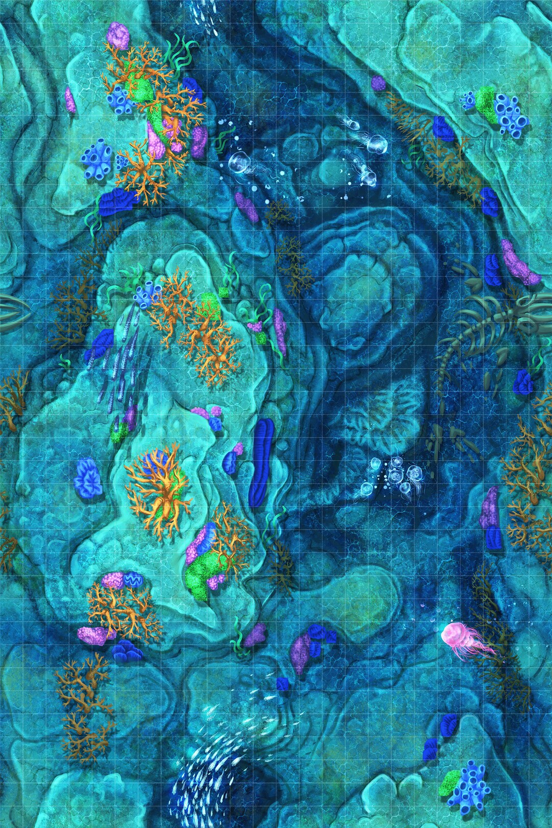 Ocean Battle Mat Terrain Essentials Cast 'n Play 1 Inch Grid Combat ...