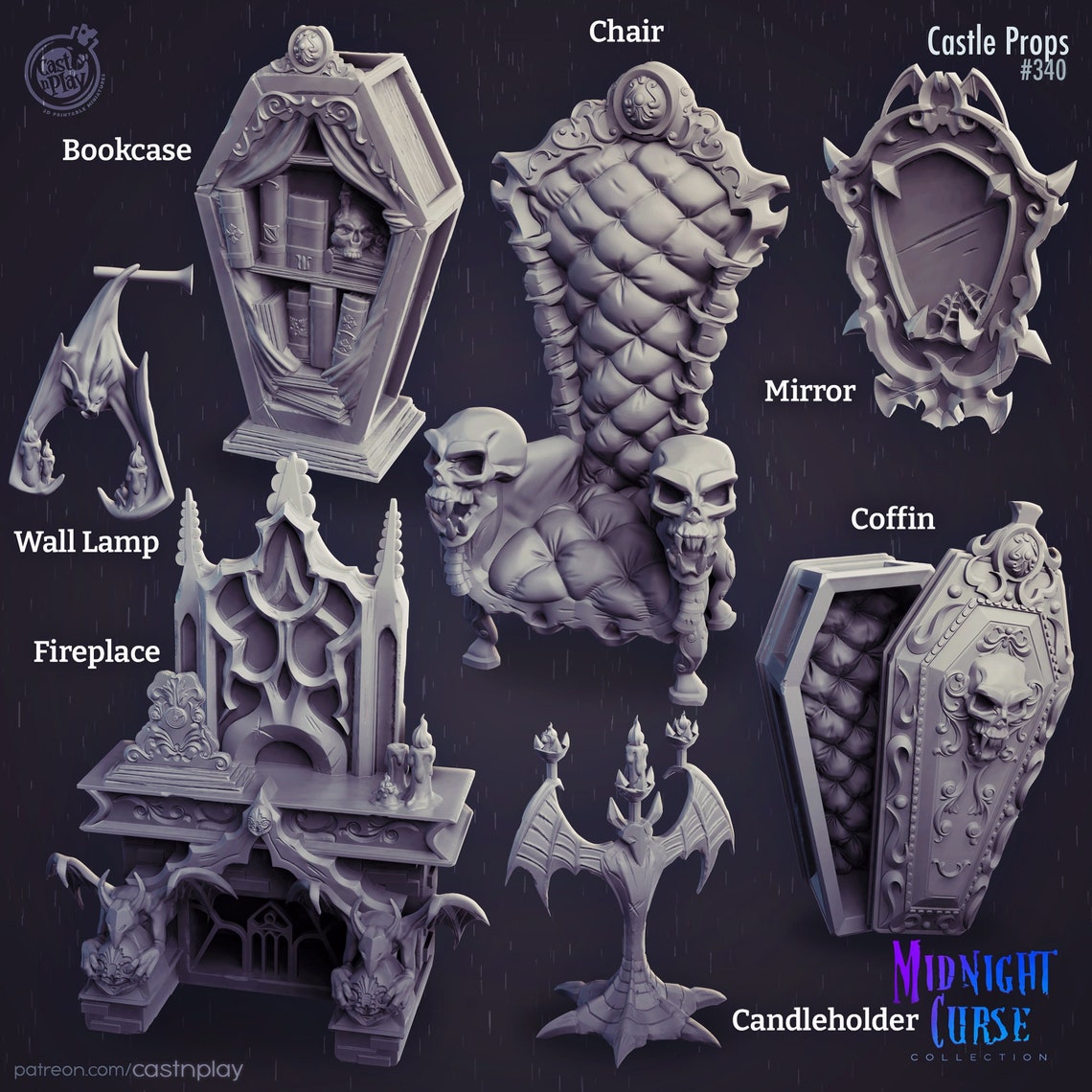 Midnight Curse | Castle Props | Cast 'n Play | 3D Printed 32mm Tabletop ...