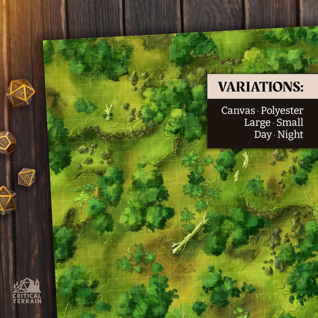 Jungle Battle Mat | Terrain Essentials | Cast 'n Play | 1 Inch Grid ...