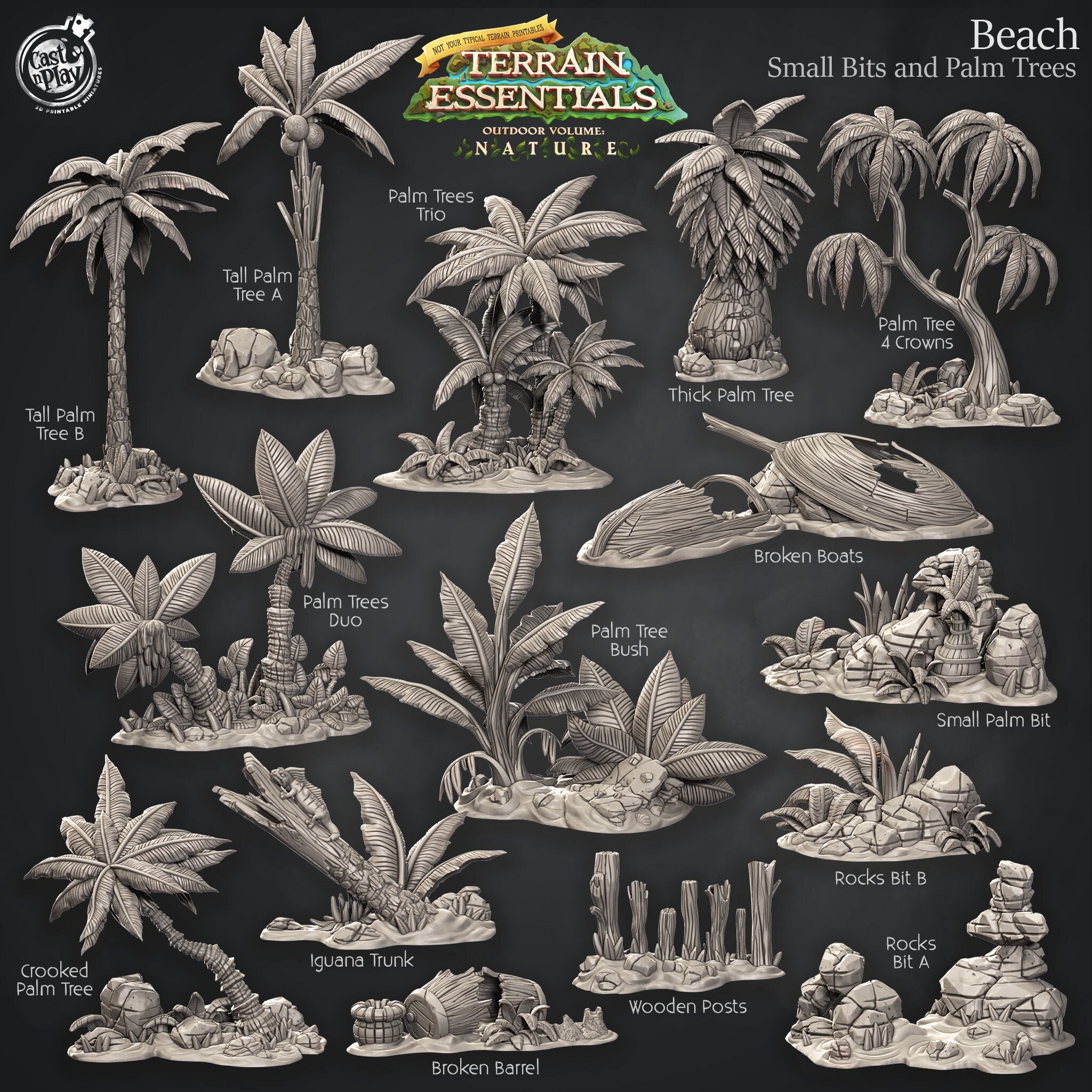 Beach Terrain Small Bits and Palm Trees Terrain Essentials - Etsy