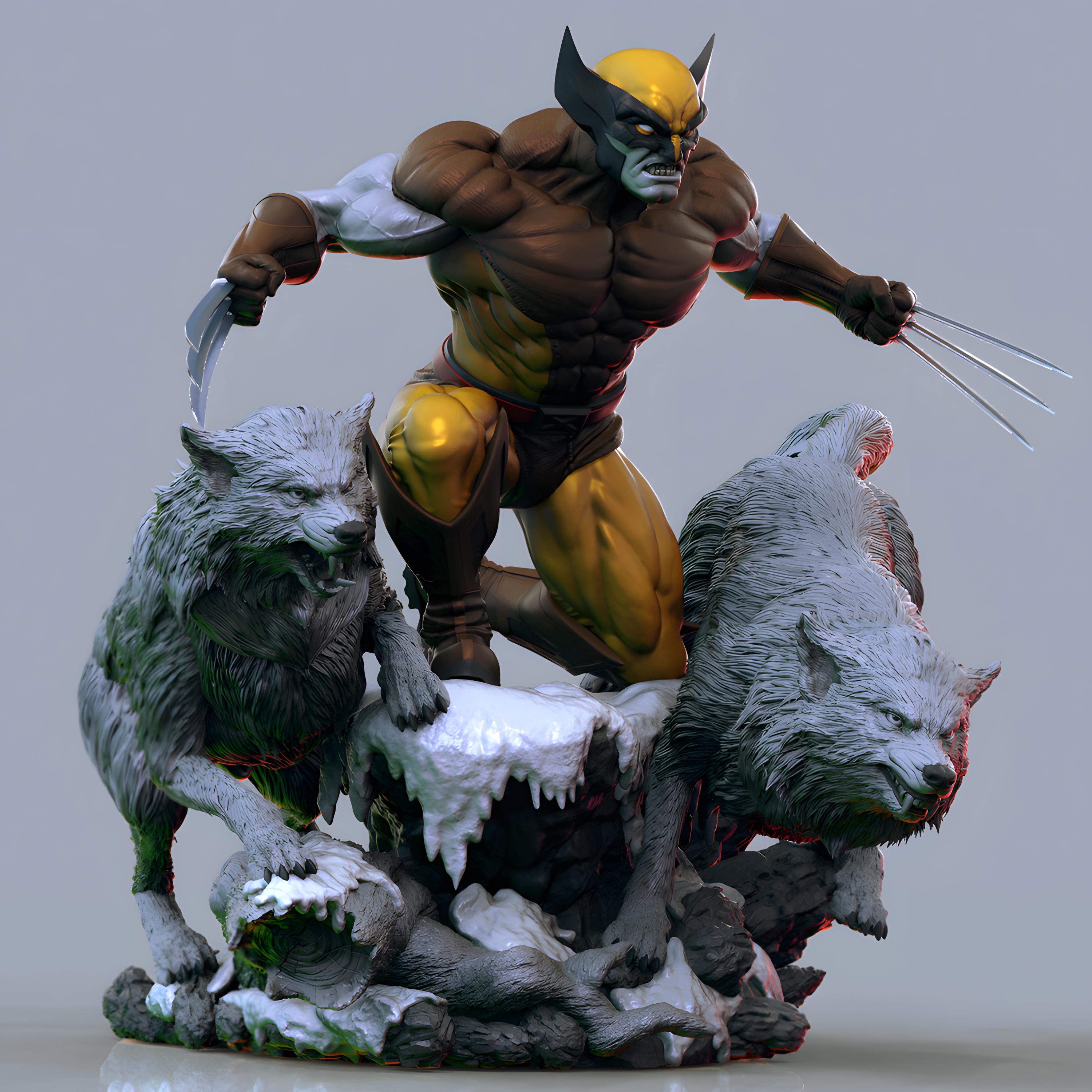 Wolverine With Wolves STL File High-detail 3D Model for 3D Printing ...