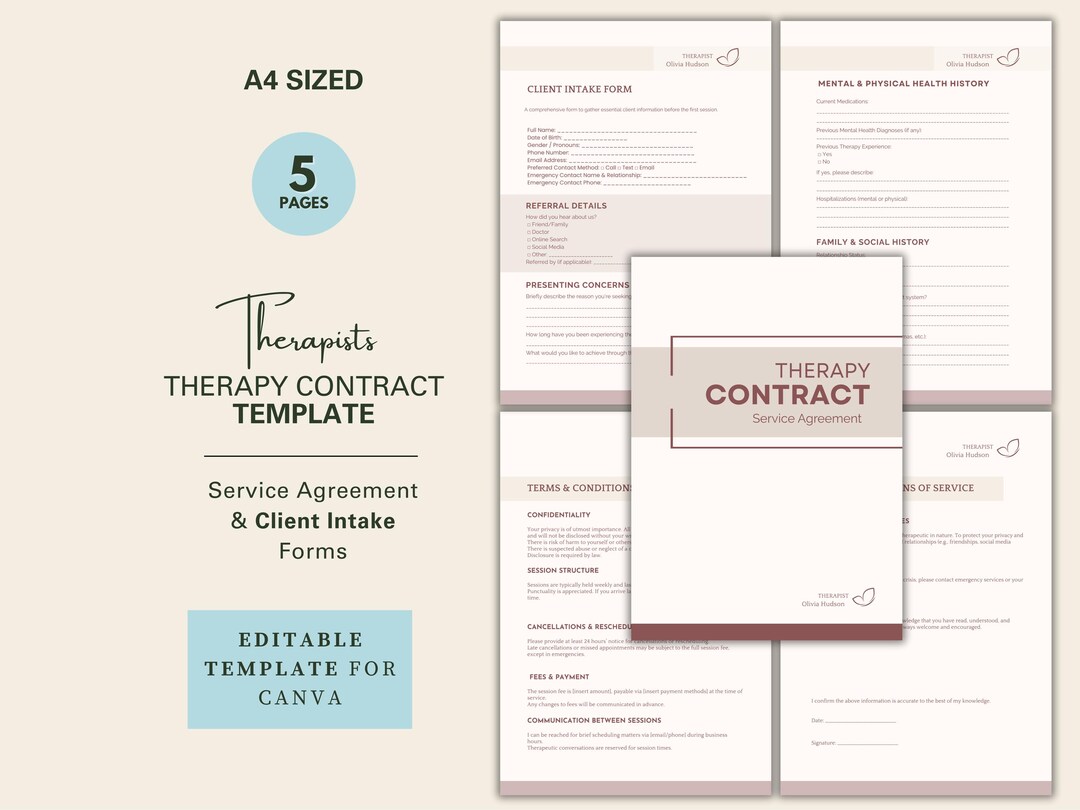Therapy Terms of Engagement Template – Editable Contract for Therapists ...