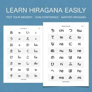Hiragana Flashcards for Japanese Language Learning - Printable Digital ...
