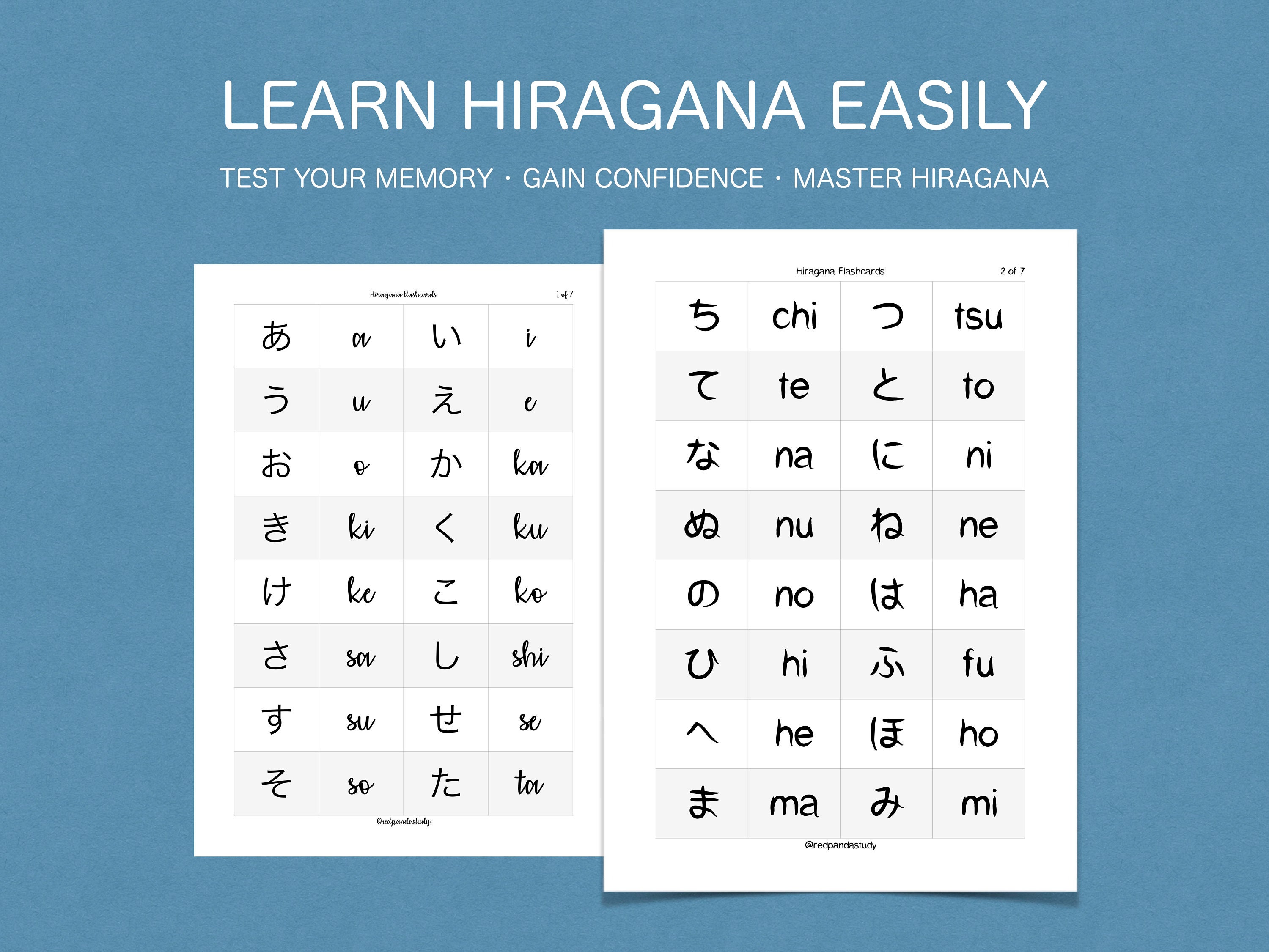 Hiragana Flashcards for Japanese Language Learning - Printable Digital ...