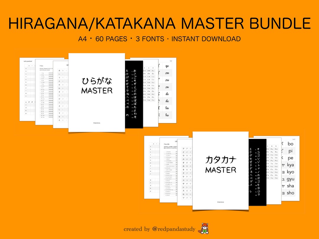 Hiragana Katakana Bundle for Japanese Language Learning - Printable ...