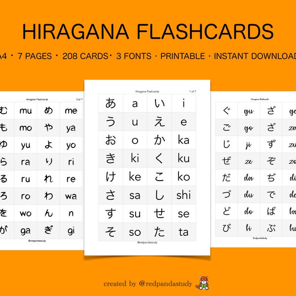 Hiragana Flashcard - Etsy