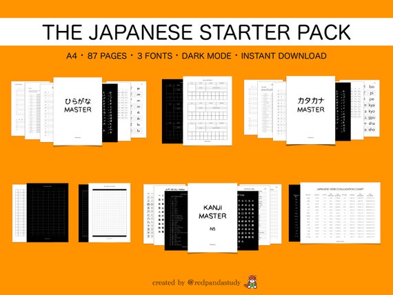 Japanese Starter Pack for Language Learning Hiragana | Etsy
