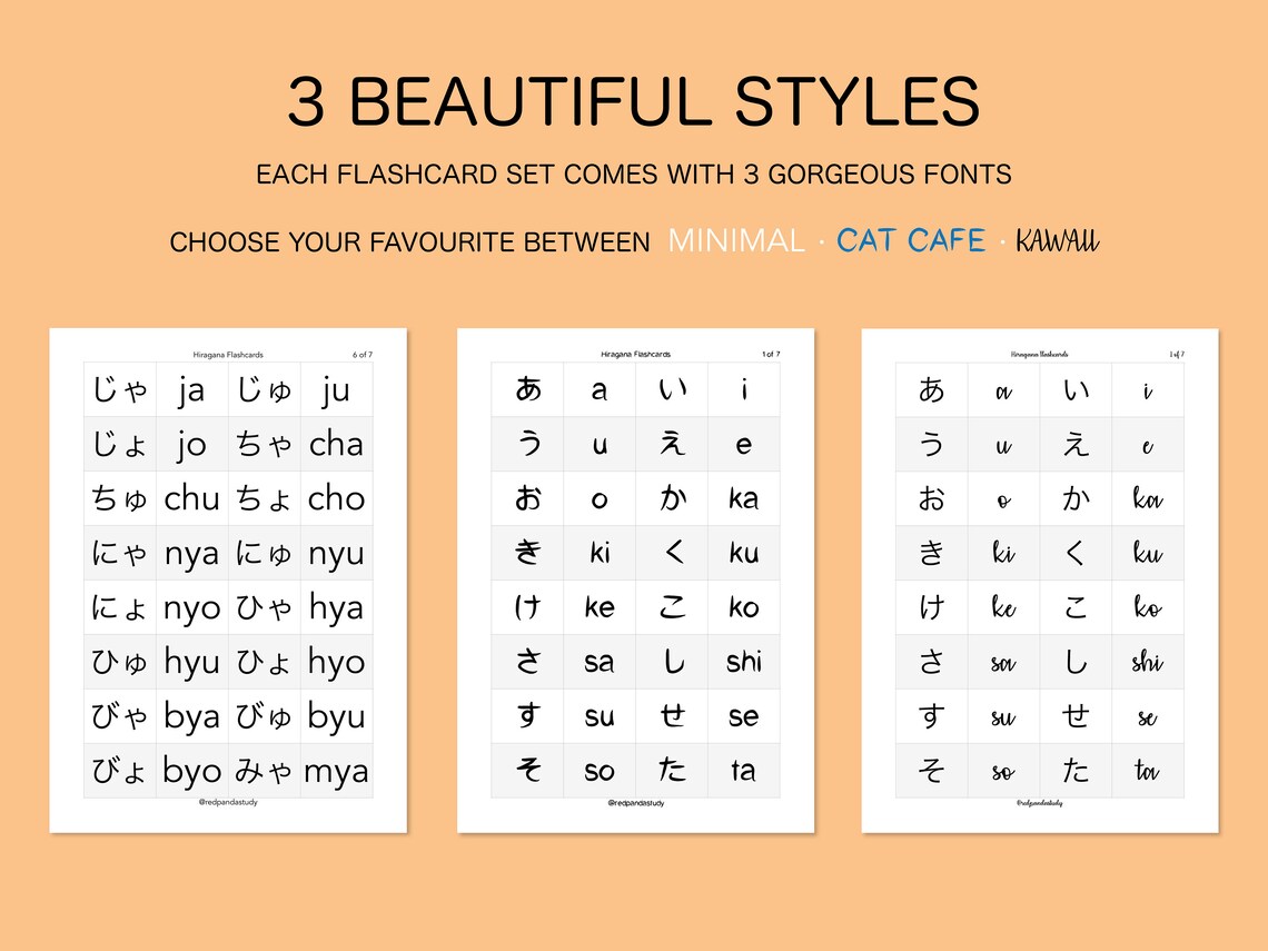 Hiragana Flashcards for Japanese Language Learning - Printable Digital ...
