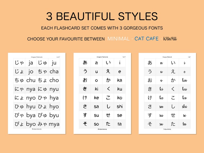 Hiragana Flashcards for Japanese Language Learning - Printable Digital ...