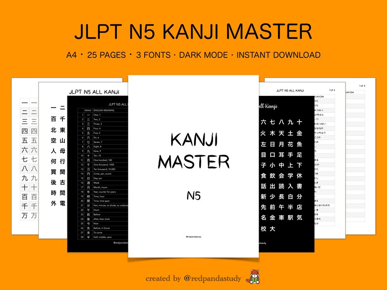 JLPT N5 Kanji for Japanese Language Learning - Printable Digital ...