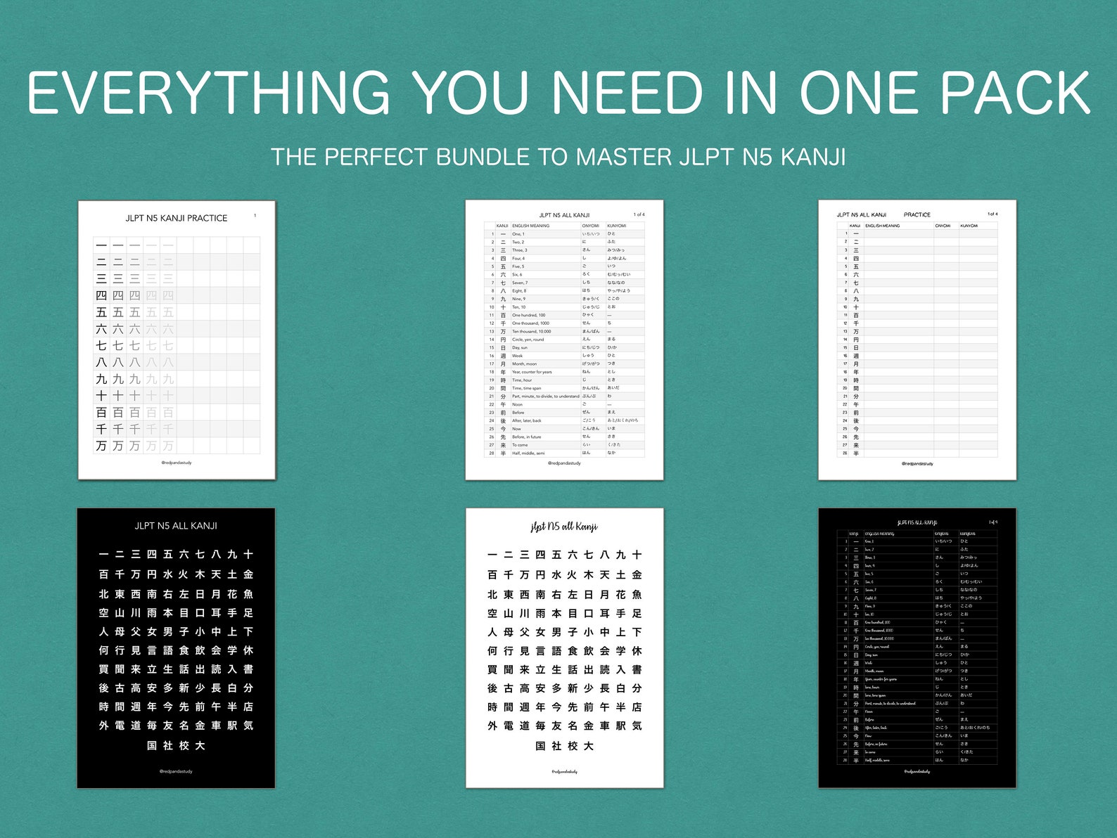 JLPT N5 Kanji for Japanese Language Learning - Printable Digital ...