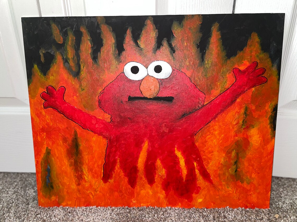 Elmo in Flames acrylic on canvas palette | Etsy