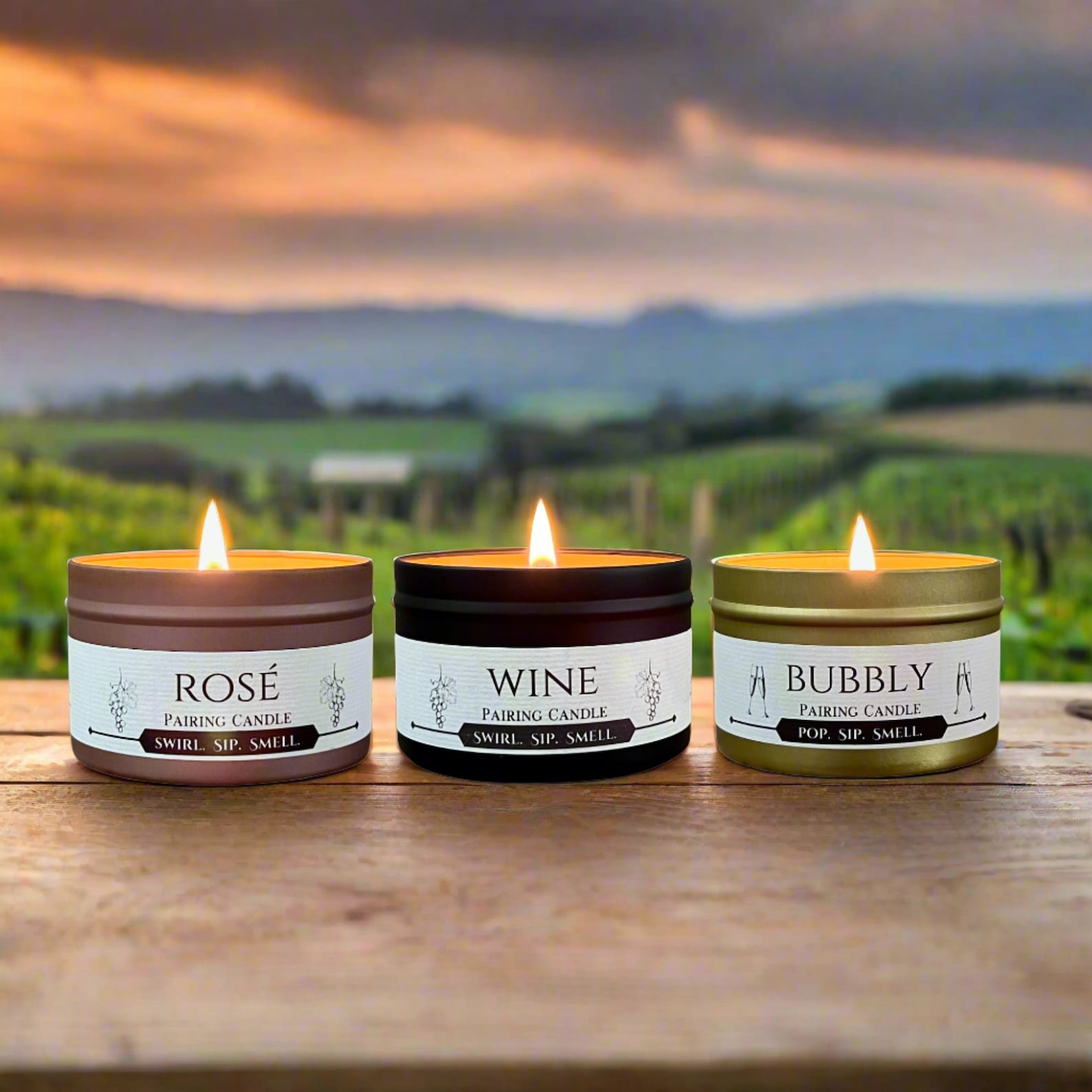 The Vineyard Flight Candle Set - 3 Pack Wine Inspired Candles – Red ...