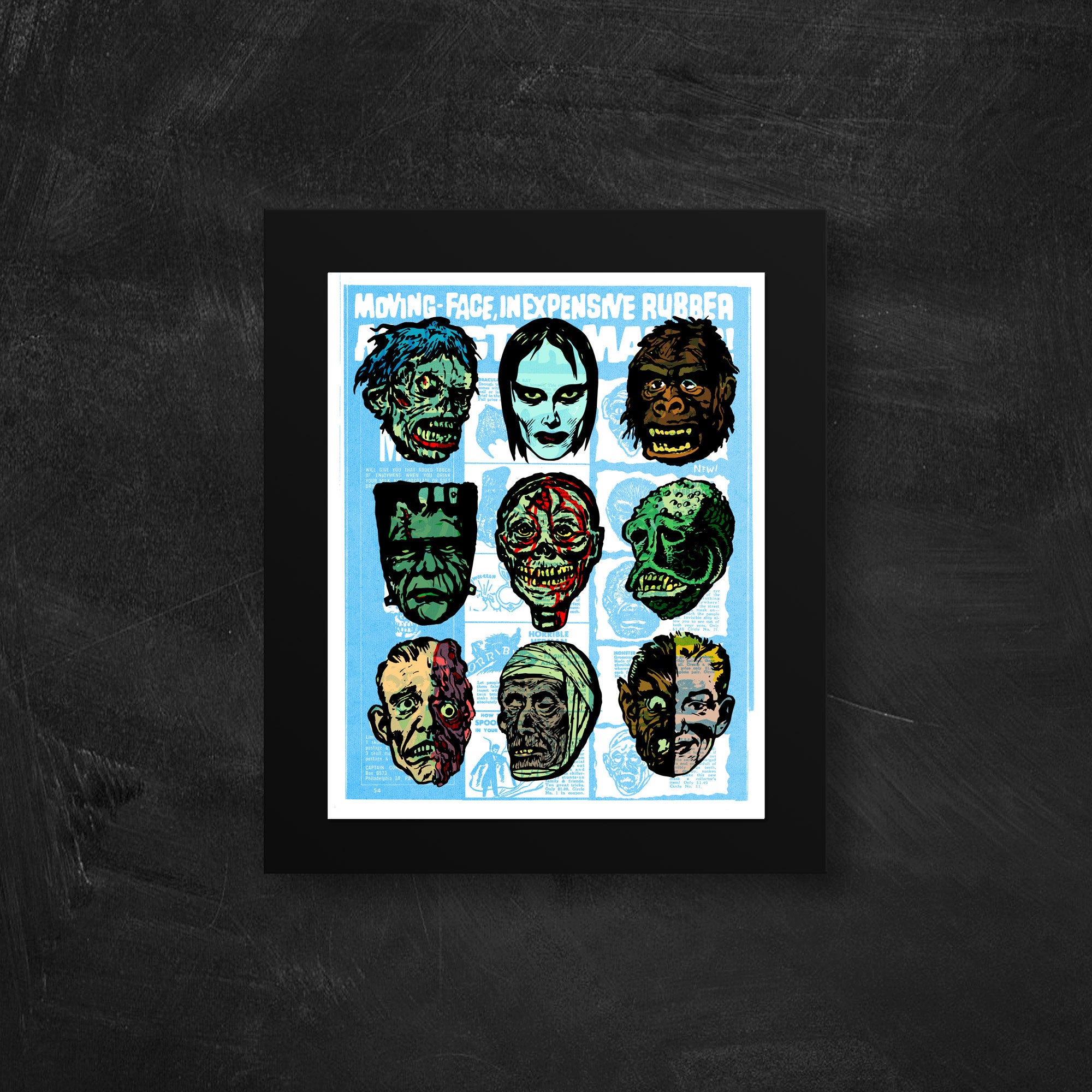 Retro Monster Mask Magazine Design Art Print / Topstone Masks / Horror ...