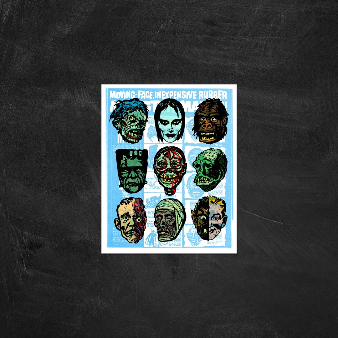 Retro Monster Mask Magazine Design Art Print / Topstone Masks / Horror ...