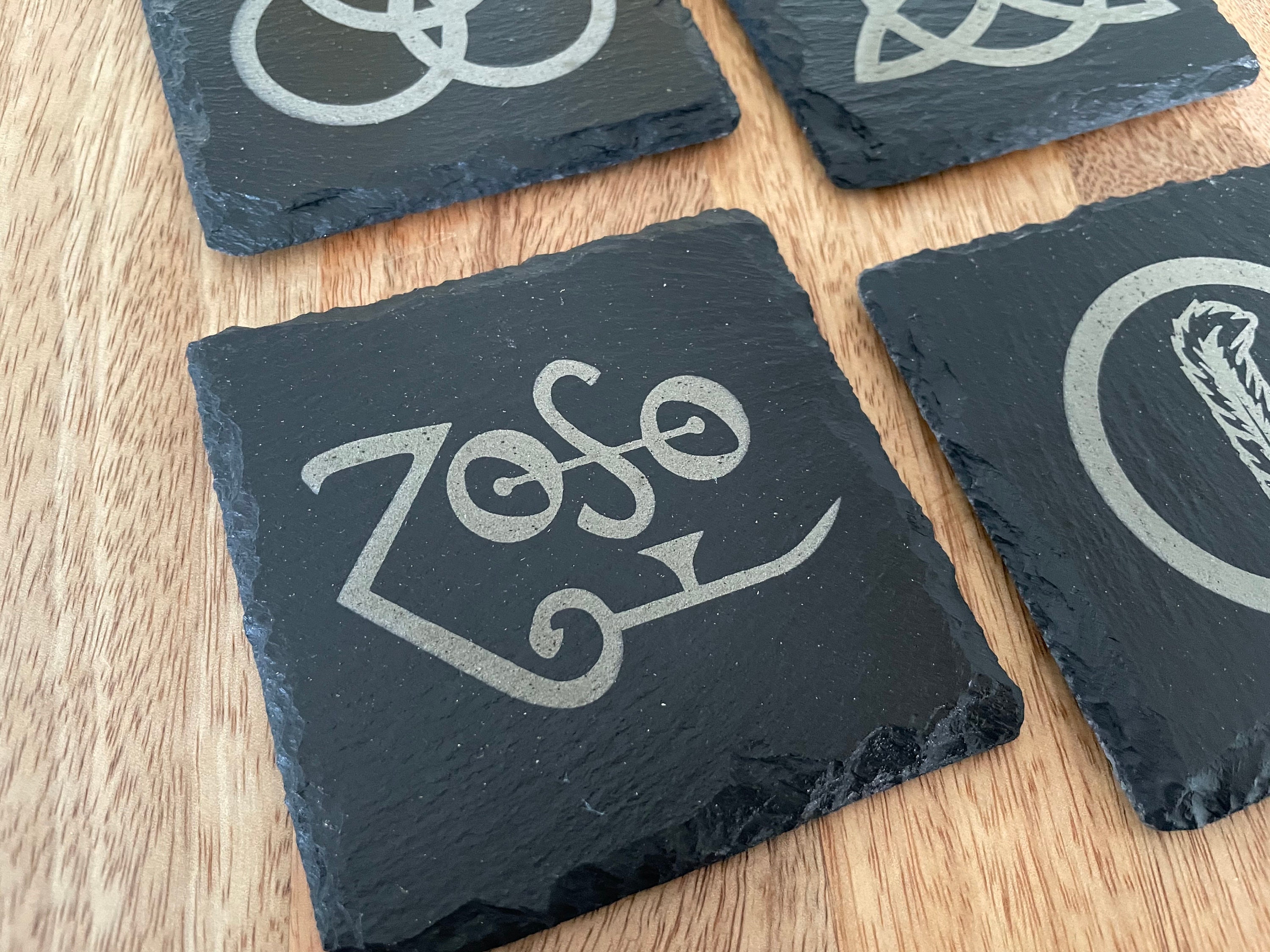 Led Zeppelin Runes Slate Coaster Set / Rock n Roll Art ENVÍO - Etsy España