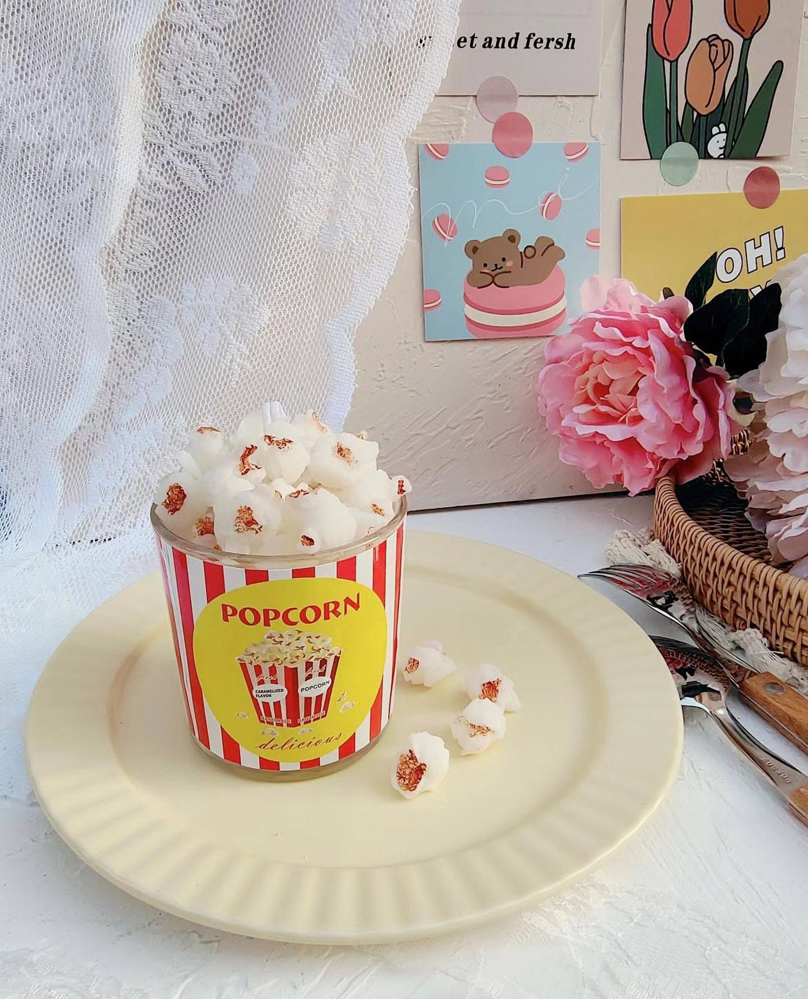 Popcorn Candle Fun Food Candle Scented Dessert Candle - Etsy