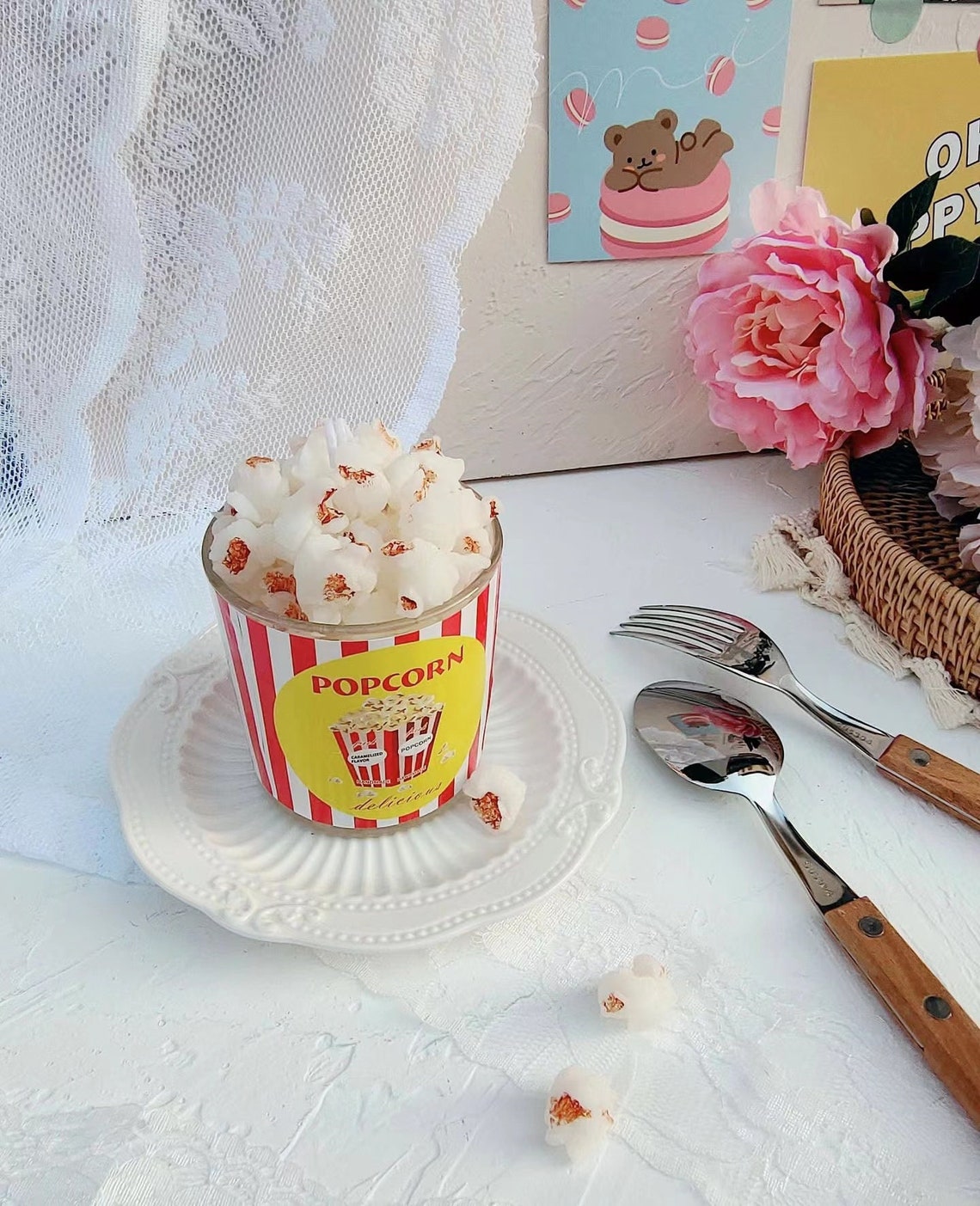 Popcorn Candle Fun Food Candle Scented Dessert Candle - Etsy