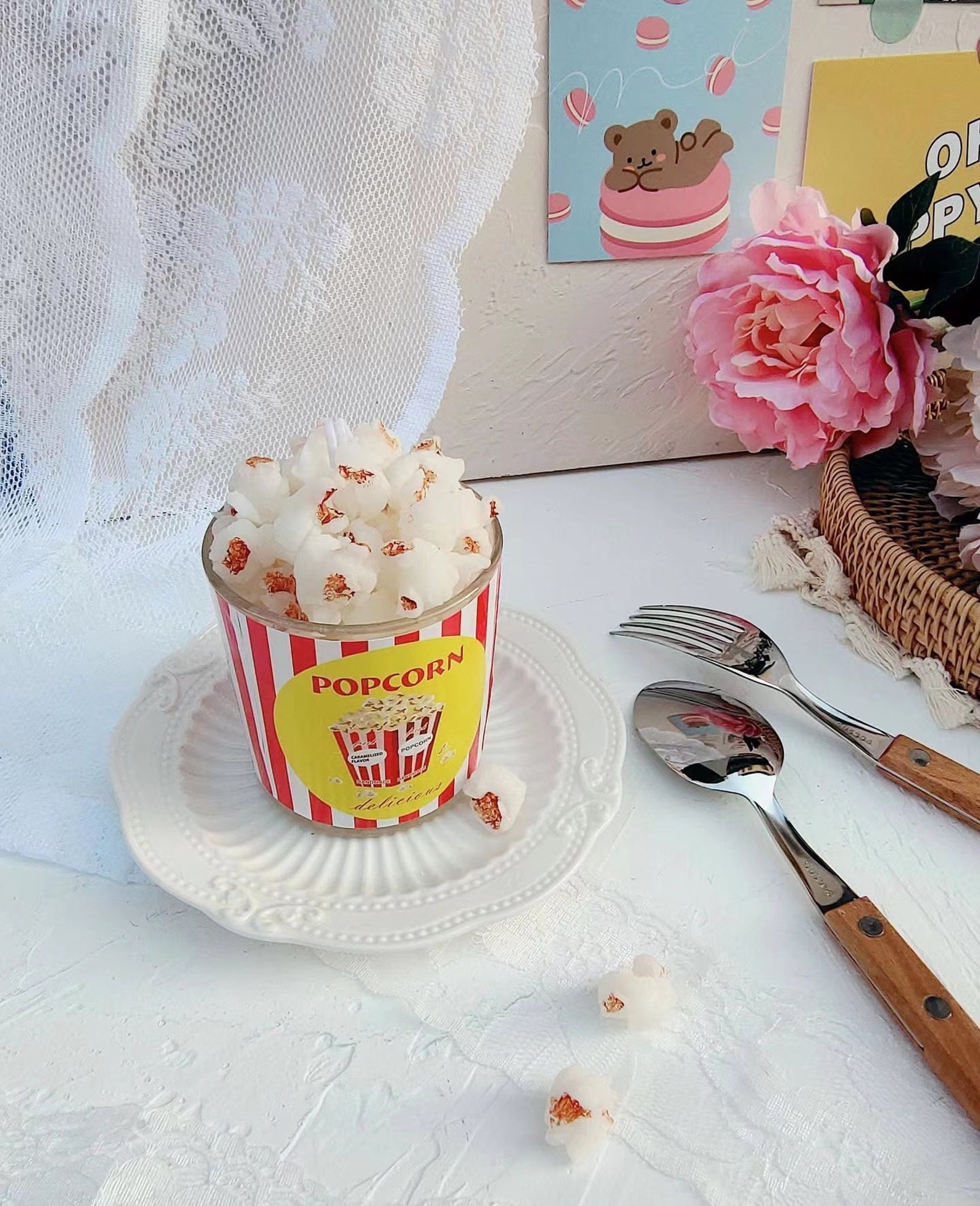 Popcorn Candle Fun Food Candle Scented Dessert Candle - Etsy