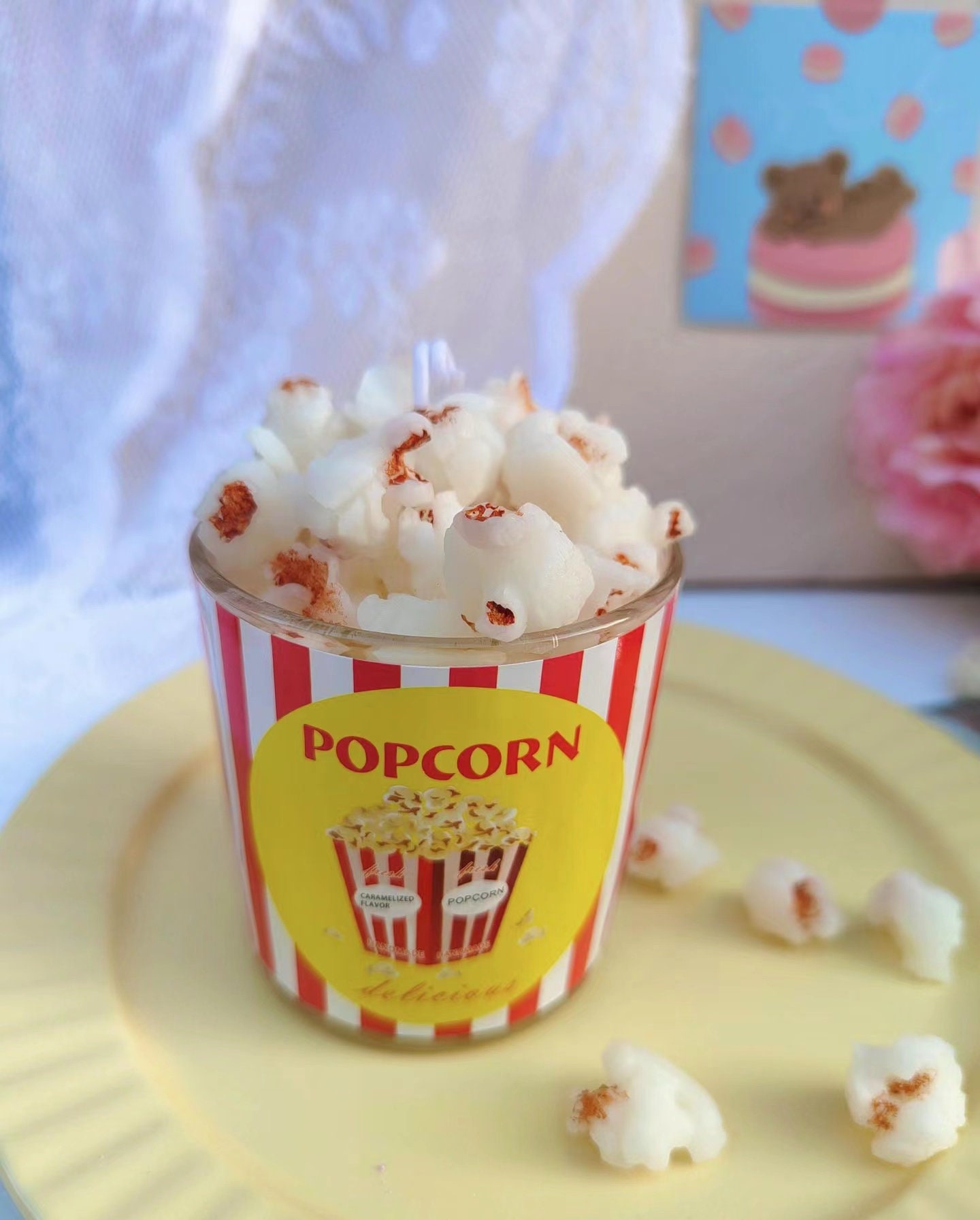Popcorn Candle Fun Food Candle Scented Dessert Candle - Etsy