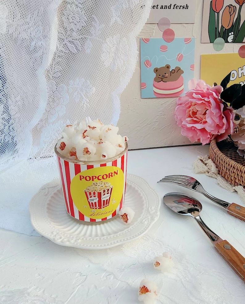 Popcorn Candle Fun Food Candle Scented Dessert Candle - Etsy