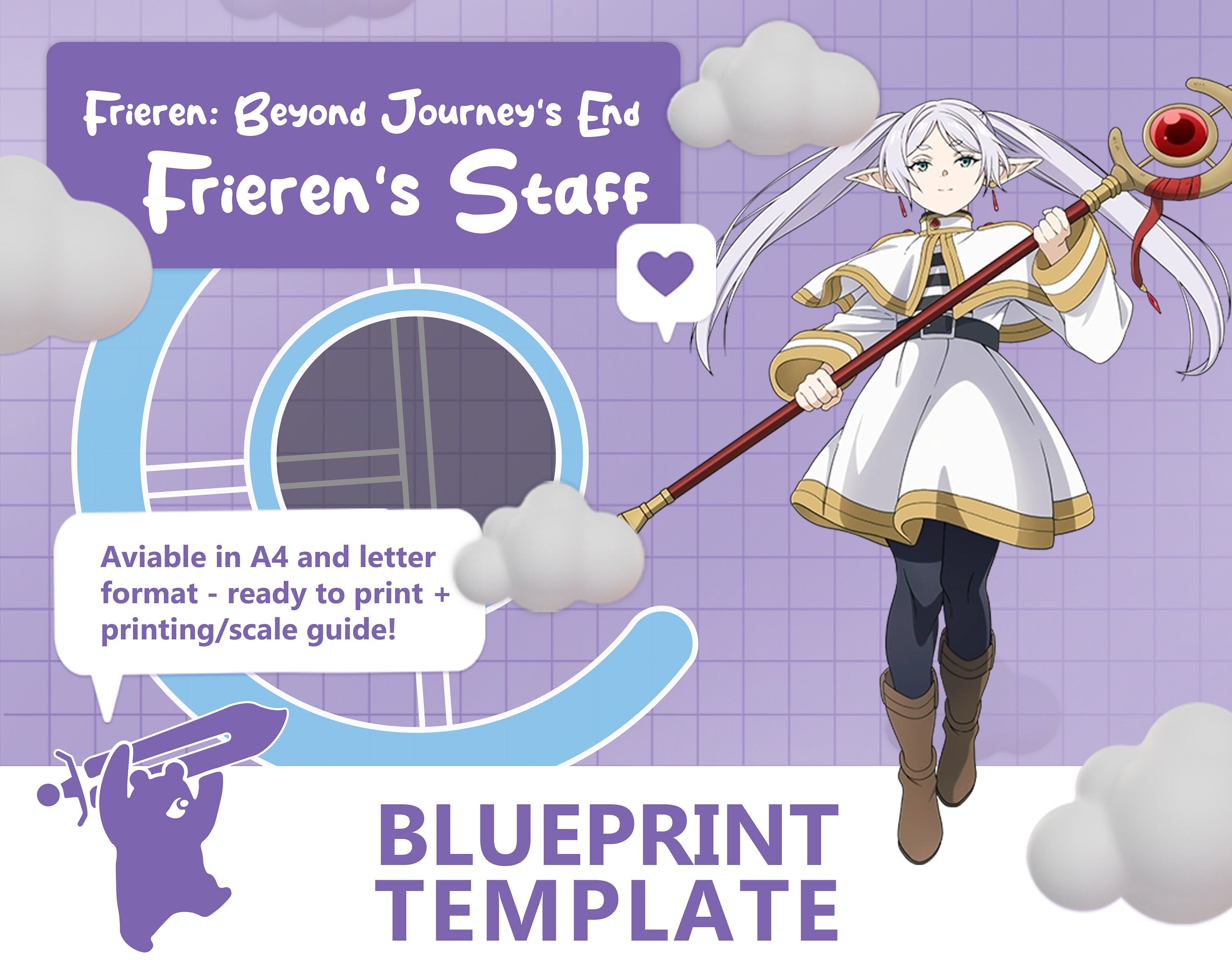Frieren's Staff Frieren: Jenseits Der Reise Cosplay Prop Blueprint Eva ...