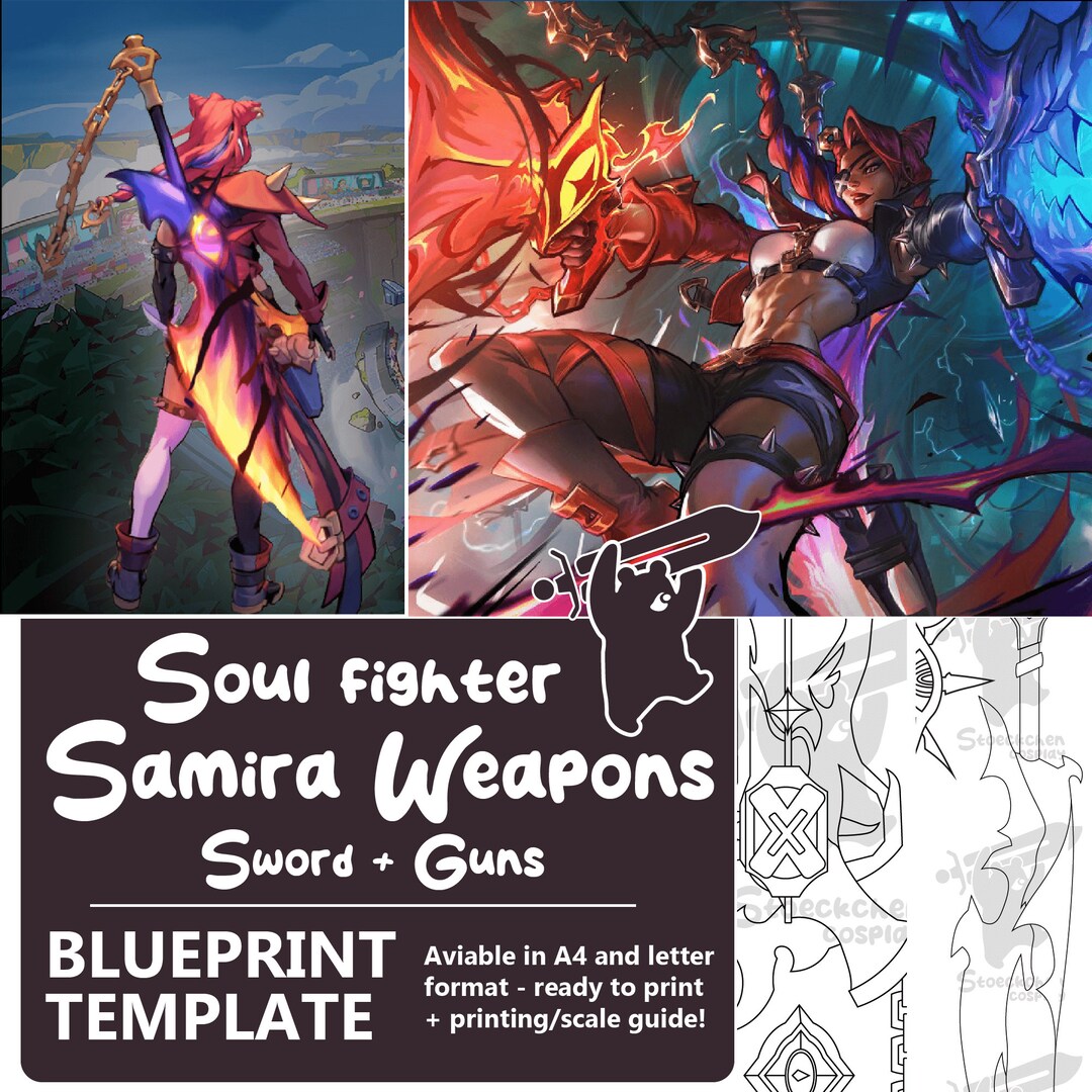 Samira Soul Fighter Weapons Guns AND Sword Blueprint Eva - Etsy